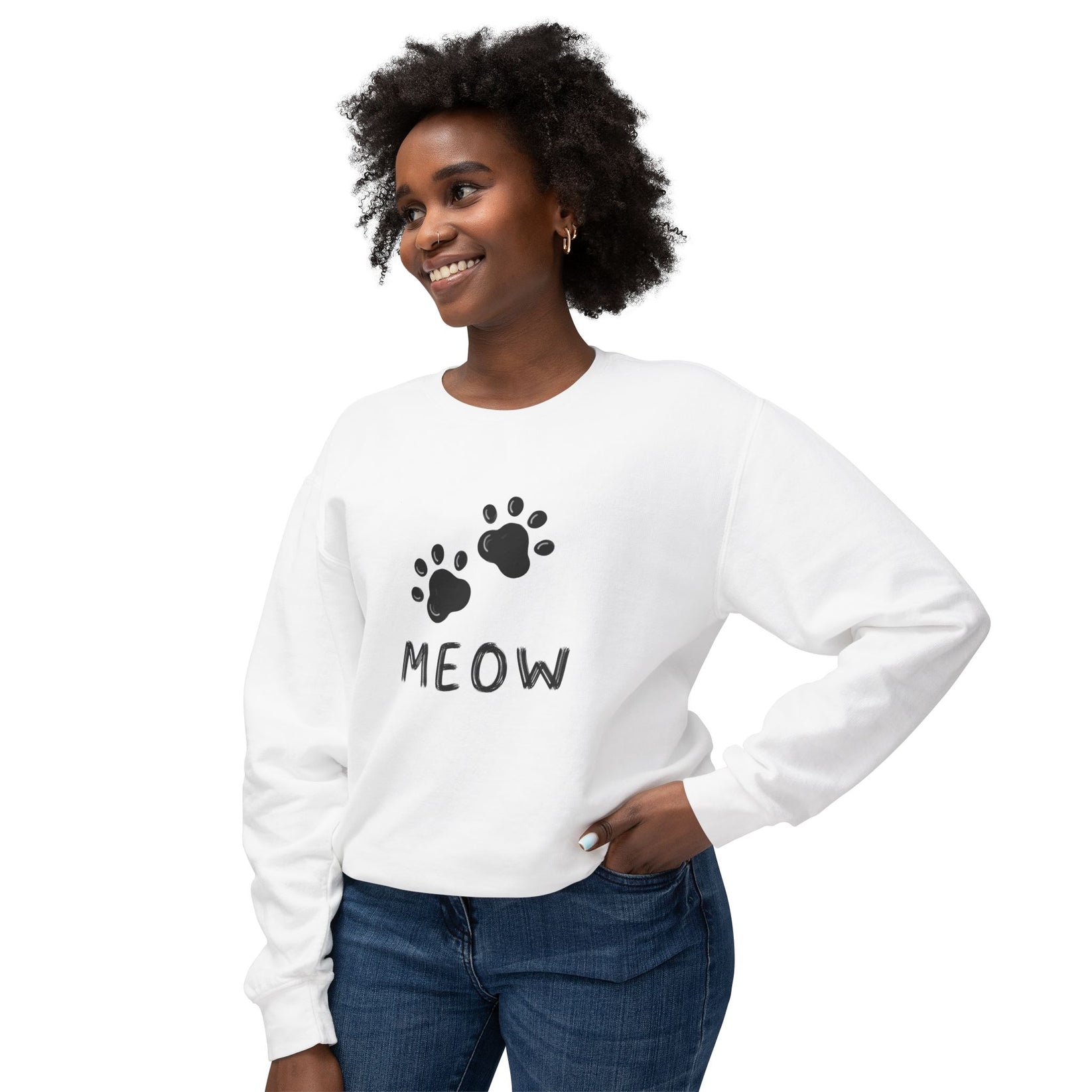 MEOW_Unisex Lightweight Crewneck Sweatshirt – DoodleJez
